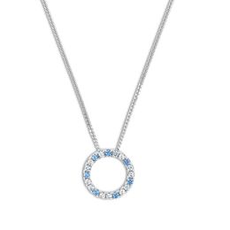 Tom Tailor Damen Tom Tailor Kette mit Anh&auml;nger mit Zirkonia (synth.) blau Silber 925 (Sterlingsilber), L: 45 B: 1mm