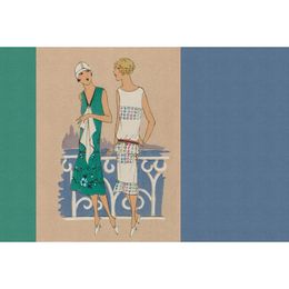 Livingwalls living walls Fototapete &raquo;Walls by Patel Parisienne&laquo; glatt Vlies, Wand blau Vlies B/L: 4m x 2,7m