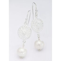 Firetti Damen Paar Ohrh&auml;nger &raquo;Schmuck Geschenk Ohrschmuck Ohrhaken Sonne Blume Perle&laquo; mit S&uuml;&szlig;wasserzuchtperle bunt 8mm, Perlen Silber 925 (
