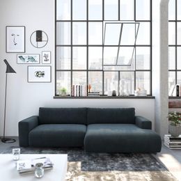 Musterring Ecksofa &raquo;LUCIA zeitlos, bequem, sch&ouml;ne Detailverarbeitung Breite 296cm, L-Form&laquo; schwarz Flachgewebe VALMONT (60% Baumwolle/40% Leinen);Leder PURO, 
