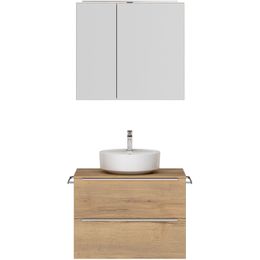 Nobilia Badm&ouml;bel-Set &raquo;Alvene&laquo; vormontiert, mit Soft-Close, 2 Stk. tlg. braun B/H/T: 80,3cmcm x 184,2cmcm x 48,5cmcm, Griffe edelstahlfarbig
