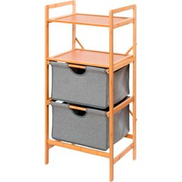 Wenko W&auml;schesortierer &raquo;Bahari&laquo; Regal aus Bambus mit 2 Textilf&auml;chern beige Bambus, Stoff B/H/T: 44cm x 96cm x 34cm