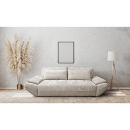 exxpo - sofa fashion Big-Sofa inkl. Bettfunktion und Bettkasten,toller Sitzkomfort, Steppung im Sitz beige B/H/T: 280cm x 93cm x 125cm, Flachgewebe