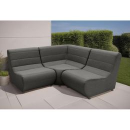 DOMO collection Ecksofa &raquo;Soleil, pflegeleichter und wetterfester Bezug&laquo; Outdoor, besonderes Design und Formgebung, individuell erweiterbar grau 100% 