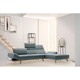 Creation BY ROLF BENZ Ecksofa &raquo;CR.420, Designecksofa, L-Form&laquo; in 2 Qualit&auml;ten, Holzrahmen in Eiche Natur oder Nu&szlig;baum, Breite 293 cm blau B/H/T: 293cm