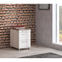 FORTE Rollcontainer &raquo;Duro&laquo; Rollwagen mit Schubladen, abschlie&szlig;bar, im Landhausstil wei&szlig; Holzwerkstoff B/H/T: 42,3cm x 61,4cm x 53cm