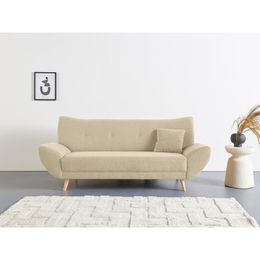 Home Affaire 3-Sitzer &raquo;Basta komfortable Wellenunterfederung, Breite 205cm, bodenfrei&laquo; beige (100% Polyester) Struktur fein (100% Polyester) Chenille 