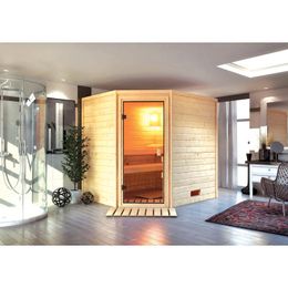 Karibu Sauna &raquo;"Trixi" mit bronzierter T&uuml;r, naturbelassen&laquo; aus hochwertiger nordischer Fichte beige ohne Ofen, ohne Steuerung, (ohne Ofen)