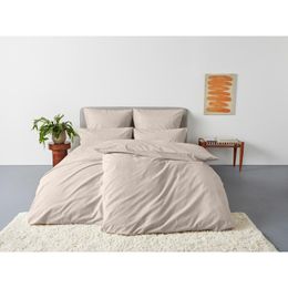 OTTO home Bettw&auml;sche &raquo;Melli&laquo; 2 Stk. Bettw&auml;sche aus Baumwolle, Leinen-Look in Melange-Optik beige Linon, Obermaterial: 100% Baumwolle B/L: 135cm x 