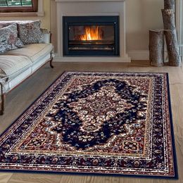OTTO home Teppich &raquo;Oriental, Made in Belgium&laquo; rechteckig 7 mm H&ouml;he Orient-Optik, mit Bord&uuml;re, Teppich, Kurzflor, Weich, Kundenliebling blau Kunstfaser