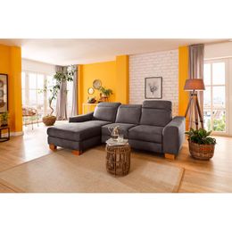 Home Affaire Ecksofa &raquo;Dundee L-Form&laquo; wahlweise mit Kopfteilverstellung und zus&auml;tzlich mit Schlaffunktion braun Luxus-Microfaser Florence (100% 