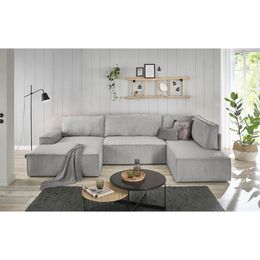 OTTO home Wohnlandschaft &raquo;SHERWOOD Cord U-Form, 329 cm - OTTO. Verl&auml;ssliche Qualit&auml;t.&laquo; Schlaffunktion m. Bettkasten (194x139 cm), Cord, Vintage, 