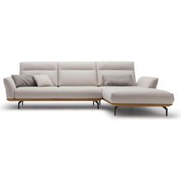 Creation BY ROLF BENZ Ecksofa &raquo;CR.460 Design-Sofa der Extraklasse, verstellbare R&uuml;ckenlehne, L-Form&laquo; Sockel in Nussbaum, Winkelf&uuml;&szlig;e in Umbragrau, 