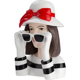 Gilde Skulptur &raquo;Figur Frau Lady Sophie&laquo; Gestreiftes Design mit Sonnenbrille, Skulptur Kunstharz B/H/T: 18cm x 28cm x 13,5cm