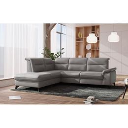 Sit & More sit&more Ecksofa &raquo;Astoria L-Form&laquo; wahlweise mit motorischer Relaxfunktion grau 100% Polyester B/H/T: 256cm x 91cm x 225cm, Luxus-Microfaser ALTARA 