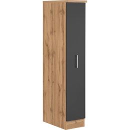 KOCHSTATION Apothekerschrank &raquo;KS-Colmar&laquo; 30 cm breit, 165 cm hoch, mit 3 Ablagen, mit Metallgriff grau Holzwerkstoff wotaneiche, B/H/T: 30cm x 165cm x
