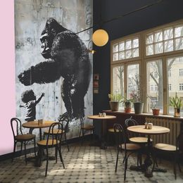 Livingwalls living walls Vliestapete &raquo;Fototapete Urban Art Gorilla Kind erweiterbar&laquo; Kunst strukturiert Vlies B/L: 2,8m x 1,59m, Rollen: 1
