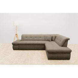 DOMO collection Ecksofa &raquo;MORIC 273x216 cm, L-Form, auch in Cord&laquo; wahlweise mit Bettfunktion und Armlehnenverstellung, auch in Cord braun 100% 