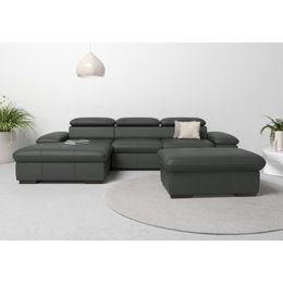 OTTO home Ecksofa &raquo;Alberto L-Form&laquo; mit Kopfteilverstellung, wahlweise mit Schlaffunktion grau Luxus-Microfaser Lederoptik (100% Polyester);Luxus-