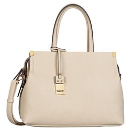 Gabor Damen Shopper &raquo;Gela&laquo; genarbtes Lederimitat mit schm&uuml;ckenden Metallecken, hochwertiges Logo beige B/H/T: 35cm x 24cm x 13,5cm
