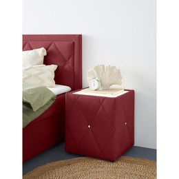 Home Affaire Nachttisch &raquo;Alfie&laquo; mit Beleuchtung und Bezug aus Samtverlours rot B/H/T: 50cm x 53cm x 50cm, Strasssteine