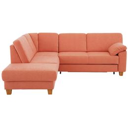 Home Affaire Ecksofa &raquo;Belfort L-Form&laquo; mit Federkern, wahlweise mit Schlaffunktion und Stauraum orange Struktur fein ( 100% Polyester);Luxus-Microfaser