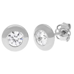 Firetti Damen Paar Ohrstecker &raquo;Schmuck Geschenk Gold 375 Ohrschmuck Ohrringe Kreis rund&laquo; mit Zirkonia (synth.) 7mm, Gelbgold 375