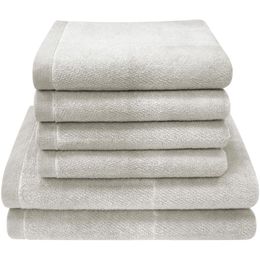 Dyckhoff Handtuch Set &raquo;Landscape&laquo; Set 6 Stk. Walkfrottier 4 Handt&uuml;cher (50x100cm), 2 Duscht&uuml;cher (70x140cm) silber Walkfrottier, Obermaterial: 100% Baumwolle 6