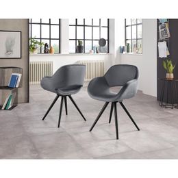 Home Affaire Armlehnstuhl &raquo;Aurora&laquo; (Set) 2 Stk.Gestell aus Massivholz Buche in schwarz lackiert grau Polyester B/H/T: 59cm x 83cm x 59cm, 2 Stk., 