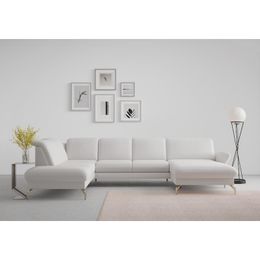 Sit & More sit&more Wohnlandschaft &raquo;Fashion U-Form&laquo; wahlweise mit Kopfteilverstellung, Vorziehsitz, motorisch, Nickelf&uuml;&szlig;e silber B/H/T: 338cm x 84cm x 207cm, 