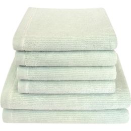 Dyckhoff Handtuch Set &raquo;Landscape&laquo; Set 6 Stk. Walkfrottier 4 Handt&uuml;cher (50x100cm), 2 Duscht&uuml;cher (70x140cm) gr&uuml;n Walkfrottier, Obermaterial: 100% Baumwolle 6 