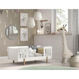 Vipack Kinderbett &raquo;Smile, Juniorbett 70/140 cm, inkl. Rolllattenrost, MDF wei&szlig; lackiert&laquo; B/H/T ca. 150x60,2x74cm, niedriger Betteinstieg, stabil gebaut, 0 