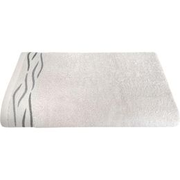 Dyckhoff Duschtuch &raquo;Wave&laquo; mit Jacquard-Bord&uuml;re silber Frottier, Baumwolle B/L: 70cmx140cm, 1 Stk., Wellen, Frottier