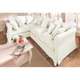 Home Affaire Ecksofa &raquo;Luise L-Form&laquo; mit vielen losen Kissen und abnehmbarer Husse beige Struktur 100% Polyester B/H/T: 275cm x 75cm x 192cm, Webstoff,