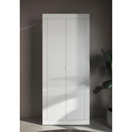 Home Affaire Garderobenschrank &raquo;Basic Breite 78, H&ouml;he 187 cm, moderne Rahmenoptik,&laquo; Metallgriff, Kleiderstange, 2 Einlegeb&ouml;den wei&szlig; wei&szlig;, B/H/T: 78cm 