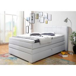 Home Affaire Boxspringbett &raquo;Airdrie&laquo; inkl. Bettkasten und Topper wei&szlig; Kunstleder, Kunststoff, Massivholz Luxus-Kunstleder Kunstleder Kunststoff 