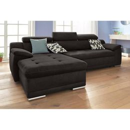 Sit & More sit&more Ecksofa &raquo;Andiamo L-Form&laquo; wahlweise mit Schlaffunktion, inklusive Kopfteilverstellung schwarz Kunstleder SOFTLUX ;Luxus-Microfaser ALTARA 