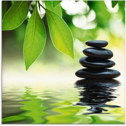 Artland Glasbild &raquo;Zen Steinpyramide auf Wasseroberfl&auml;che&laquo; Zen 1 Stk. tlg. in verschiedenen Gr&ouml;&szlig;en gr&uuml;n B/H/T: 30cm x 30cm, Glasbild Zen, 1 Stk.
