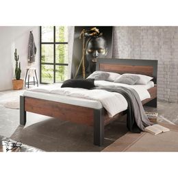 Home Affaire Einzelbett &raquo;BROOKLYN Bett im Industrial Design, Bettgestell, Bettrahmen&laquo; Kopfteil in dekorativer Rahmenoptik, Liegefl&auml;che 140 x 200 cm 