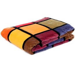 G&ouml;zze Wohndecke &raquo;Antigua&laquo; mit modernem Karo, Kuscheldecke, 150x200 cm orange Polyester B/L: 150cm x 200cm
