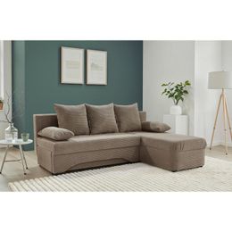 Jockenh&ouml;fer Ecksofa &raquo;L-Form, B: 191 cm,&laquo; Platzsparendes Schlafsofa & Eckcouch mit Bettkasten & Schlaffunktion braun Korpus: 100% Polyester;Kissen: 100% Polyester 