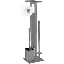 Wenko WC-Garnitur &raquo;Debar&laquo; aus Edelstahl Glas Standgarnitur mit Ablage, Edelstahl, Bodenplatte aus Sicherheitsglas schwarz Edelstahl, Glas 