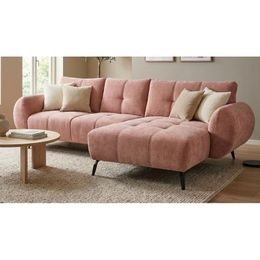 OTTO home Ecksofa &raquo;Viborg 261 x 140 cm, mit Steppungen, elegant, modern&laquo; L-Form, pflegeleichter Bezug, hohe F&uuml;&szlig;e - passend f&uuml;r Saugroboter! rosa 100% 