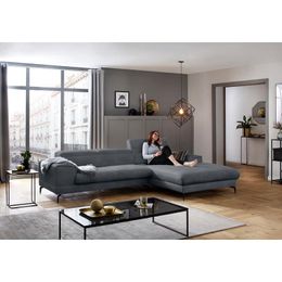 W.Schillig Ecksofa &raquo;piedroo, Designsofa mit tollem Sitzkomfort, L-Form&laquo; Kopfteilverstellung, wahlweise mit Sitztiefenverstellung, Breite 303cm blau 