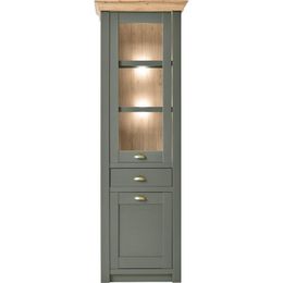 Home Affaire Vitrine &raquo;Cambridge, Hochschrank im Landhausstil, Glasvitrine&laquo; sch&ouml;ne Kranzoptik, messingfarbene Metallgriffe, 207 cm hoch gr&uuml;n FSC -