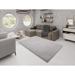 OCI DIE TEPPICHMARKE Hochflor-Teppich &raquo;ALISSA, Fell Haptik&laquo; rechteckig 38 mm H&ouml;he Kuschelig softer weicher Flor, Kaninchen Fell Haptik, getuftet grau 