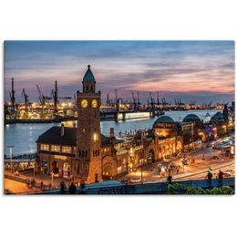 Artland Wandbild &raquo;Landungsbr&uuml;cken Hamburg&laquo; Hamburg 1 Stk. tlg. als Leinwandbild, Poster in verschied. Gr&ouml;&szlig;en orange B/H/T: 90cm x 60cm, Leinwandbild Hamburg 
