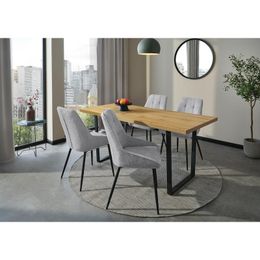 Jockenh&ouml;fer Essgruppe &raquo;ROGER, Sitzgruppe, Esstisch 160 cm, 4 St&uuml;hle&laquo; Set, Esstisch 160 cm plus 4 Esszimmerst&uuml;hle, 5 Stk. tlg. Tischplatte Wildeiche, St&uuml;hle mit 
