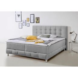 Home Affaire Boxbett &raquo;Vaasa&laquo; inkl. Bettkasten & Topper, XXL-Ausf&uuml;hrung, &Uuml;berl&auml;nge 220 cm silber Samtoptik, Liegefl&auml;che B/L: 180cm x 220cm, Gewicht bis