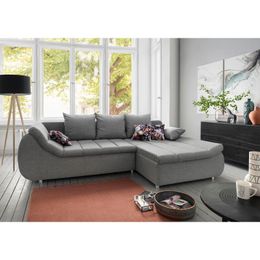 Home Affaire Ecksofa &raquo;Imola elegant, Breite 270cm, moderne Sitzsteppung, bequem, L-Form&laquo; auch mit Bettfunktion und Bettkasten grau 100% Polyester B/H/